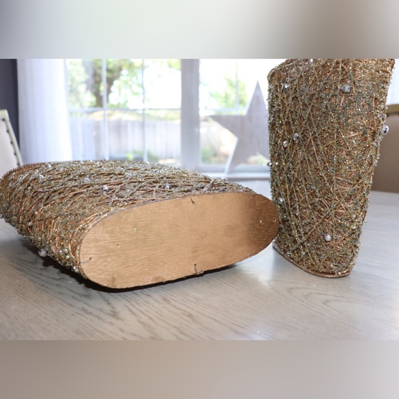 Marvin | Holiday | Two Vintage Gold Wire Mesh Baskets With Glitter And ...